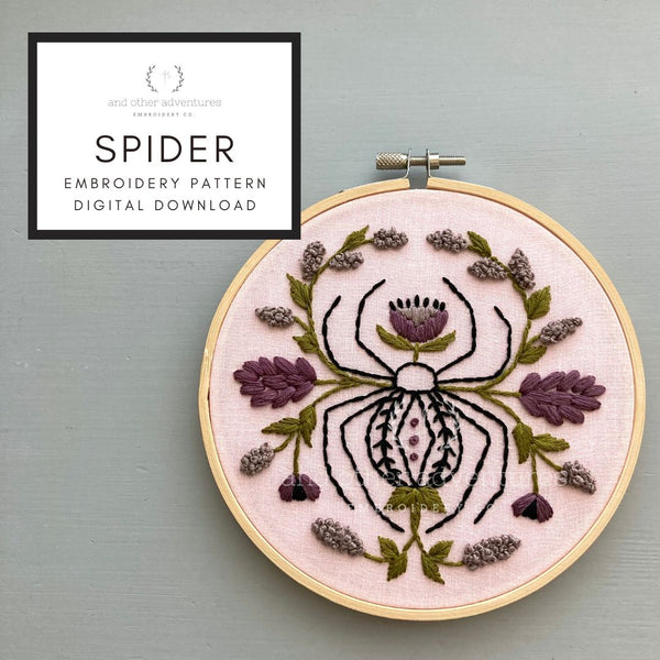 PDF Embroidery Pattern - Spider - And Other Adventures Embroidery Co
