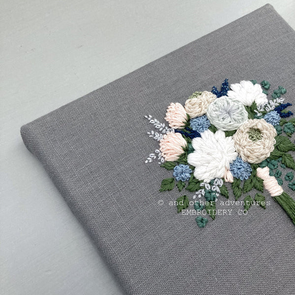 Embroidered Bouquet on Grey - And Other Adventures Embroidery Co