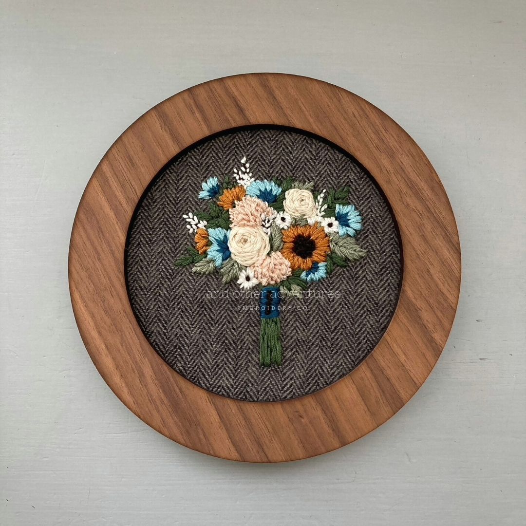 Hand Embroidered Herringbone Bouquet Art - Framed - And Other ...