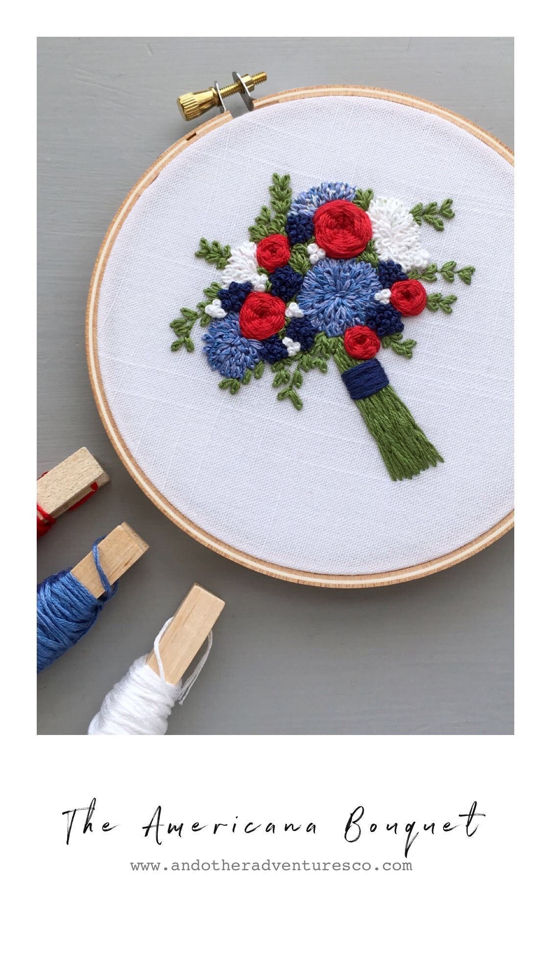 The Bloom Collection - The Americana Bouquet Hand Embroidery Pattern ...
