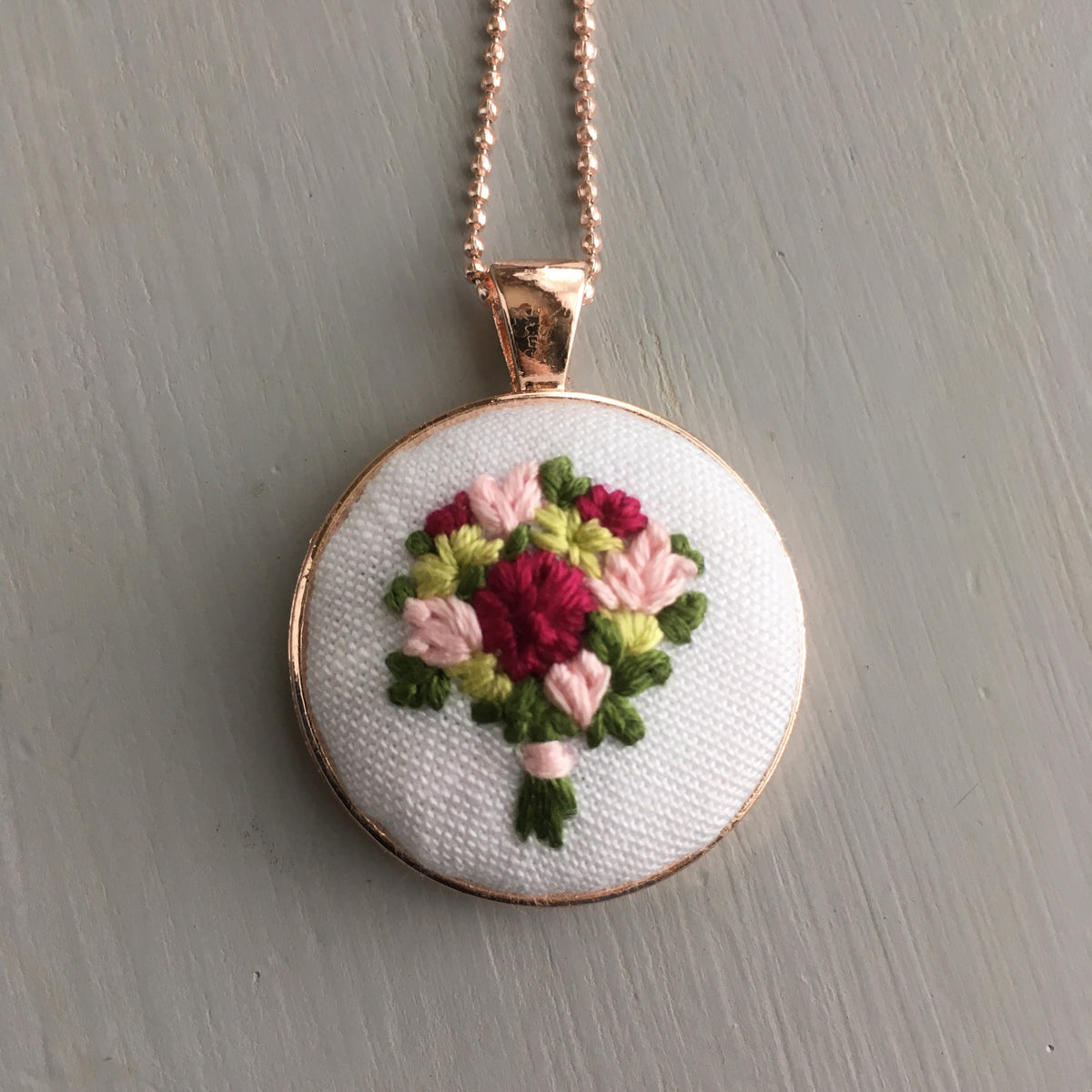 Modern Romantic Rose Gold Embroidered Necklace - And Other Adventures ...