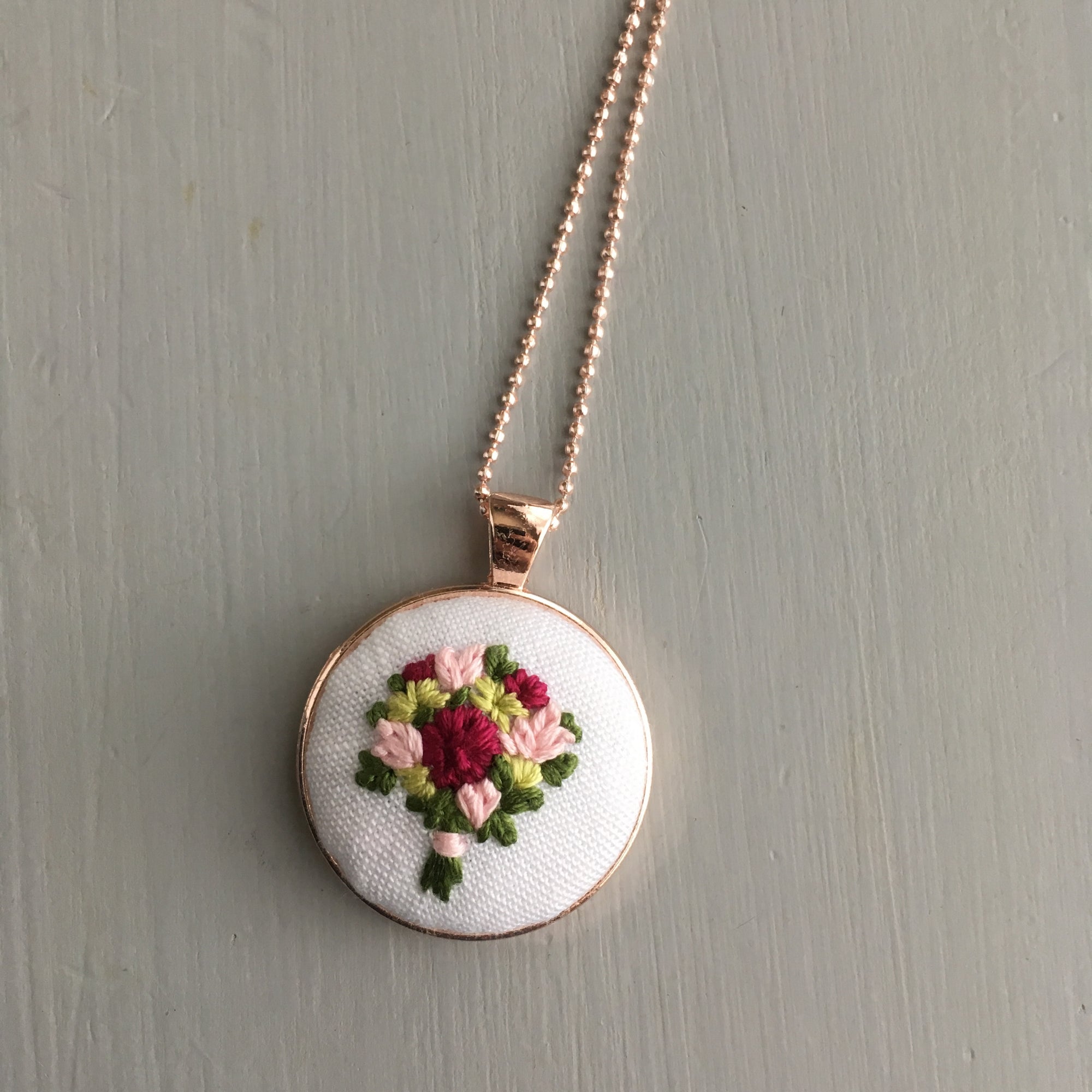 Modern Romantic Rose Gold Embroidered Necklace - And Other Adventures ...